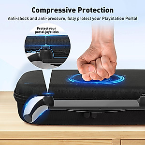 Foluck 3 in 1 Accessoris Set Compatible with Playstation Portal, EVA Carrying Case for PS5 Portal, Soft Silicone Protective Cover, 2 Pack Screen Protector, Ps Portal Accessories, Black