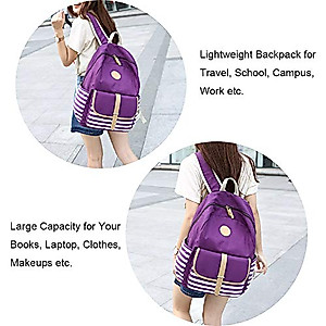 FLYMEI Cute Bookbags for Girls, Purple Canvas Backpack for Women, Teens Backpack for School, 15.6 Inch Laptop Backpack Lightweight Bookbag Casual Daypack for Travel