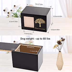 The7boX Pet Urns Wooden Pet Ashes Casket Cat or Dog Memory Box Personalized Photo Frame and Tree of Life Ashes Souvenir with Ashes Bag