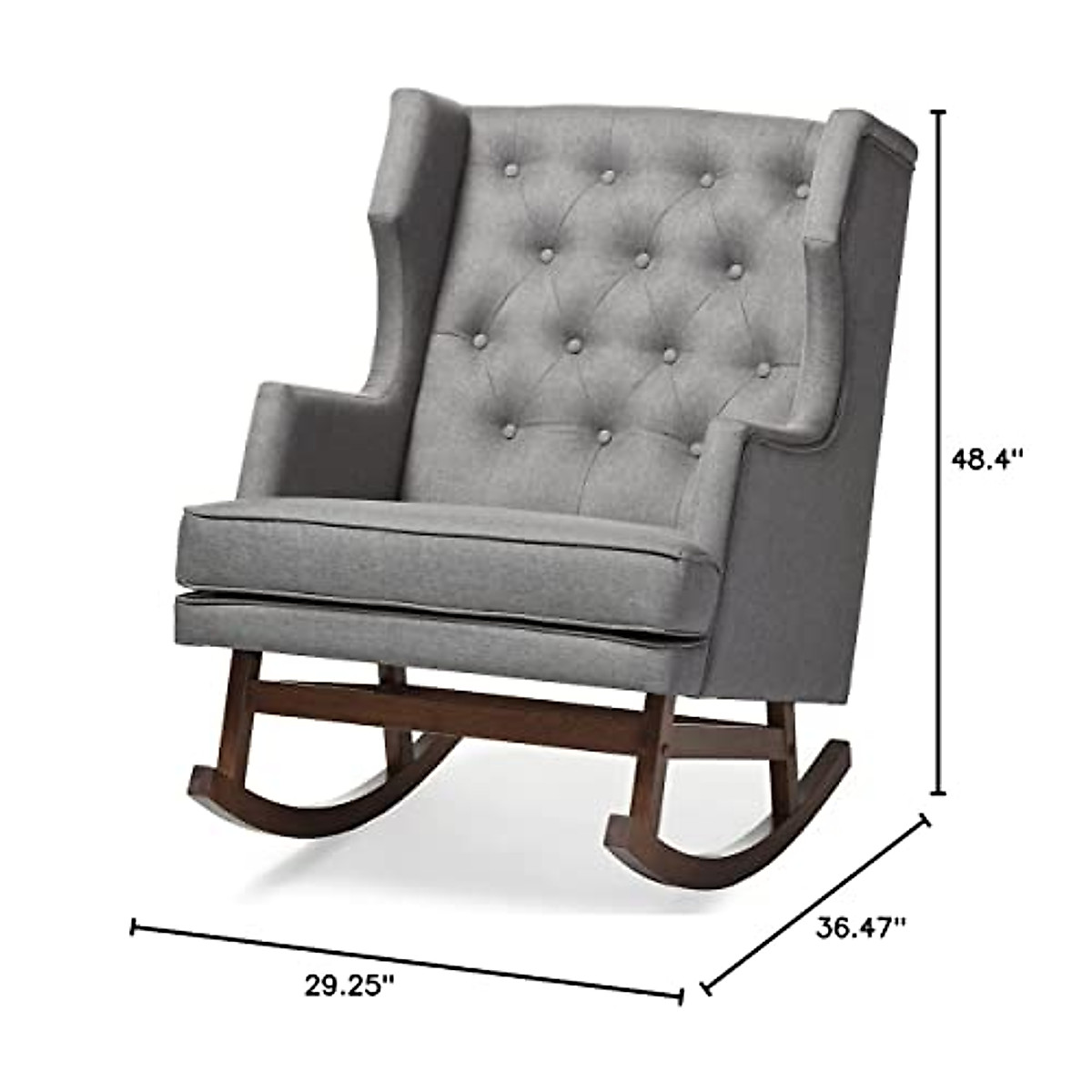 Baxton Studio BBT5195-Grey RC Rocking-Chairs, Grey