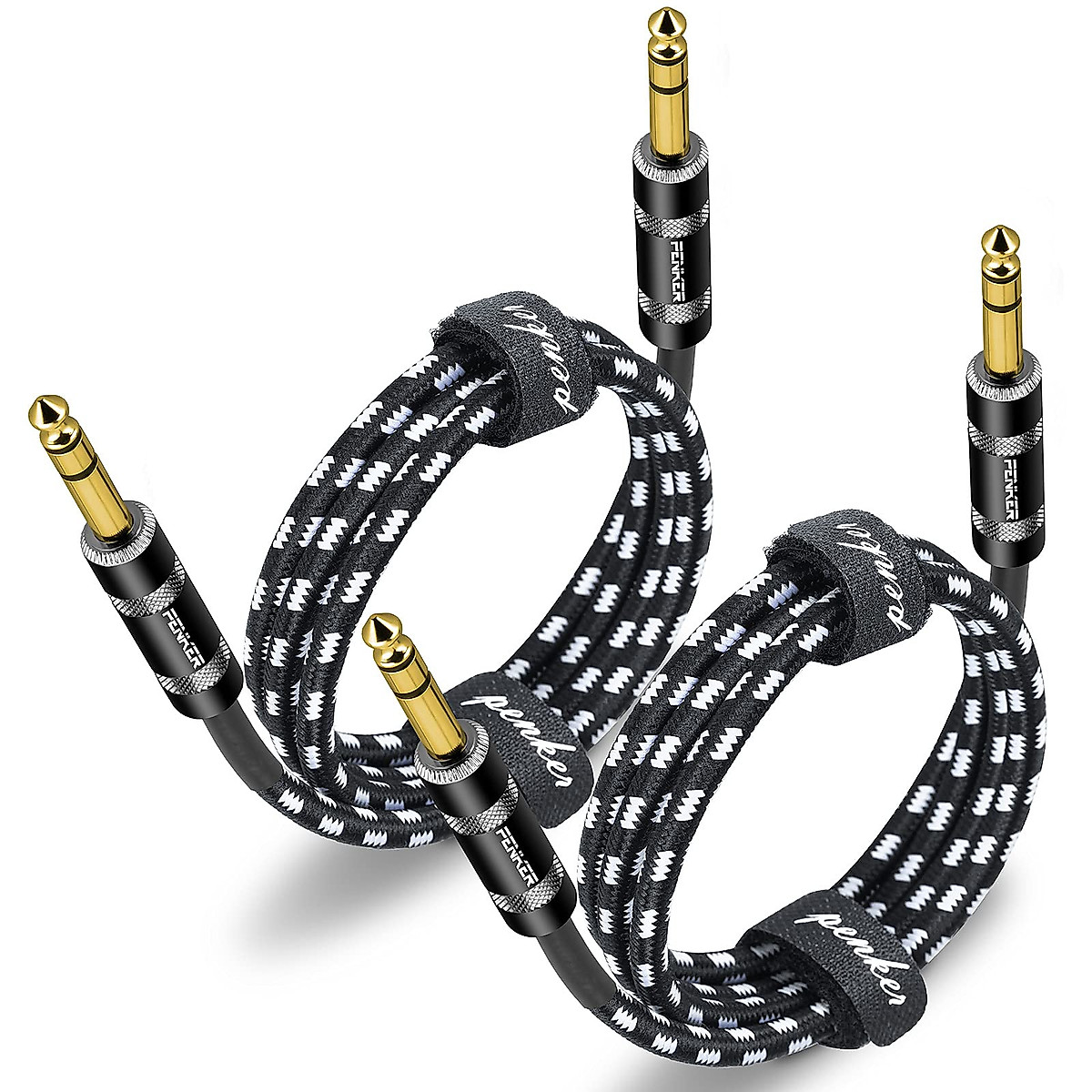 Penker 1/4 Inch TRS Cable,3ft 2Pack Straight 6.35mm Male Jack Stereo Audio Interconnect Cord,Balanced Stereo Audio Patch Cable,Black Cable