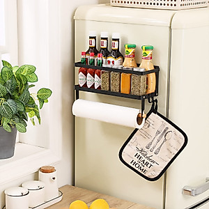 KES Magnetic Paper Towel Holder for Refrigerator Matt Black Magnetic Spice Rack Magnetic Shelf Refrigerator Organizer Wall Mount , KRR501A-BK