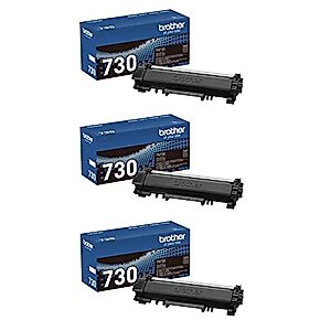 Brother Genuine TN730 3-Pack Standard Yield Black Toner Cartridge with Approximately 1,200 Page Yield/Cartridge