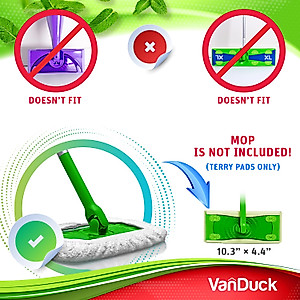 VanDuck Reusable 100% Cotton Mop Pads Compatible with Swiffer Sweeper Mops (2-Pack) Washable Mop Pads for Wet & Dry Use (Mop is Not Included)