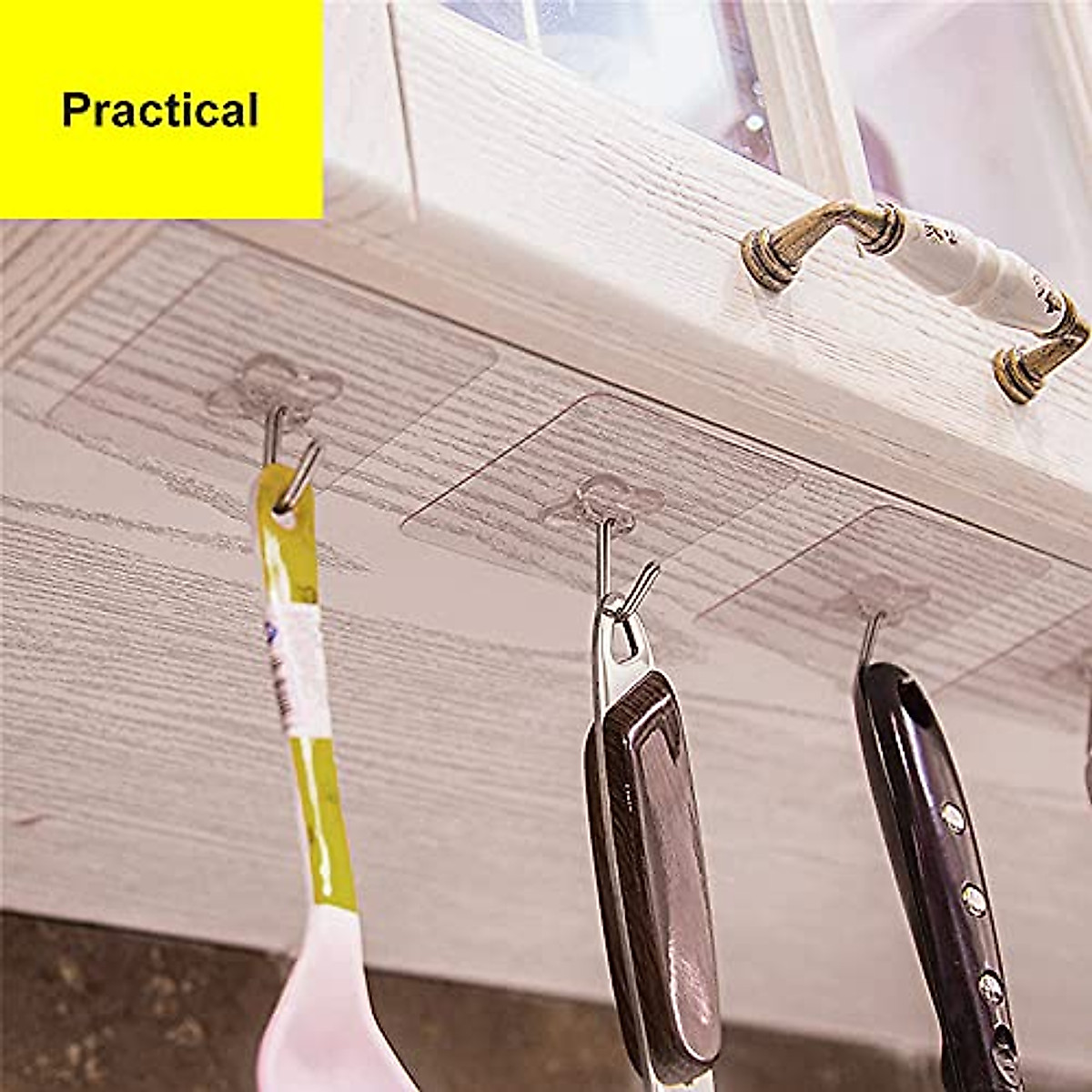 DKKO Wall Hooks Adhesive Hanger Transparent Reusable Seamless Hooks for Hanging Heavy Duty Sticky Wall Hooks for Bathroom Kitchen Office Window 10 Pack