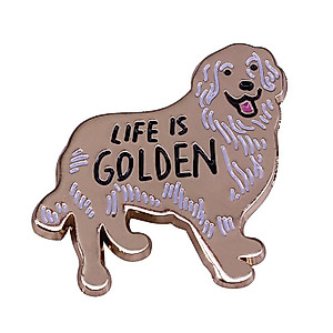 Life is golden,Golden Retriever brooch,golden dog Enamel Lapel Pin,dog enthusiast Cherish life badge accessory