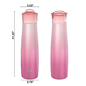 Zak Designs 20 oz Jewel Vacuum Insulated 18/8 Stainless Steel Water Bottle with Leak-Proof Lid, Keeps Cold and Fits In Car Cup Holders for Travel (20 oz, Pink Diamond)