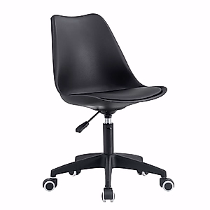 CIATRE Black Modern Home Office Desk Chairs, Adjustable 360 °Swivel Chair Engineering Plastic Armless Swivel Computer Chair with Wheels for Living Room, Bed Room Office Hotel Dining Room