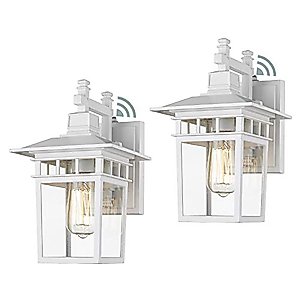 Beionxii White Exterior Light Fixture 2PK, Dusk to Dawn Outdoor Lighting with Cast Aluminum Housing, Outdoor Front Porch Lights for House Coach Garage, DM9244W-TWH