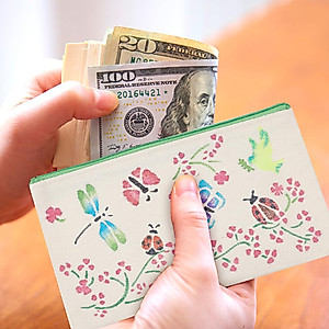 WEBEEDY 10 Sets Blank DIY Craft Bag Kit Decorate Your Own Canvas Pouch Zipper Pen Pencil Case Painting Makeup Bag Invoice Bill Bag Multi-Purpose Travel Toiletry Bags