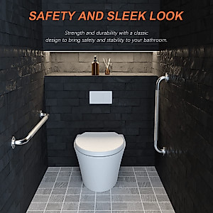 Satin Brushed Nickel Shower Grab Bars 24 Inch w/Anti-Slip knurled Grip, iMomwee Stainless Steel Wall Mount Bathroom Safety Balance Handrail, Handicap Elderly Senior Assist Textured Grab Bar Handle