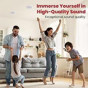 Pyle 8” 4 Bluetooth Flush Mount - In-wall In-ceiling 2-Way Speaker System Quick Connections Changeable Round/Square Grill Polypropylene Cone & Tweeter Stereo Sound 4 Ch Amplifier 250 Watt - PDICBT286