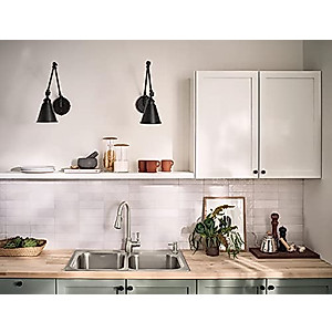Moen Lainie Stainless Dual-Mount 22-Inch x 33-Inch Stainless Steel Kitchen Sink with Pulldown Kitchen Faucet and Soap Dispenser, All-in-One Kit, 21689