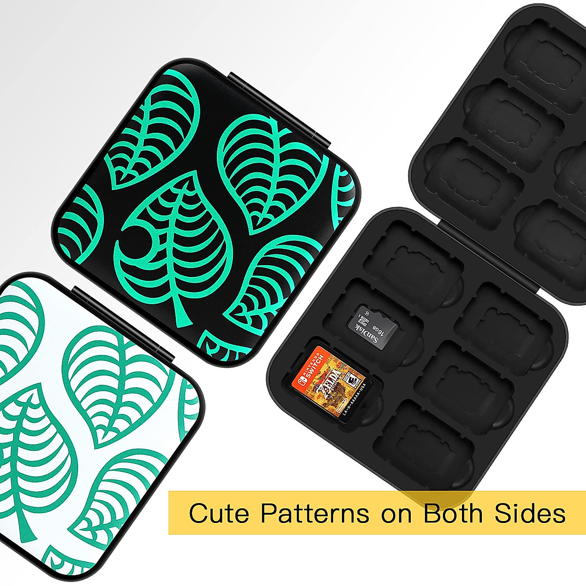 dainslef Switch Game Case Holder for Nintendo Switch Lite, Animal Crossing Leaf Switch Games Holder with 12 Game Storage and 12 Micro SD Card Slots for Nintendo Switch Game