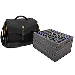 ENHANCE Portable Miniature Figure Storage & Carrying Case - 4 Foam Layers fits 108 Infantry Minis & Pick & Pluck for Large Figures - Book Sleeve & 2 Accessory Pockets for Measuring Tape, Dice & More