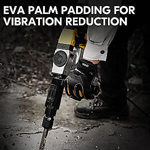 Vgo... 1-Pair Heavy Duty Synthetic Leather Work Gloves, Impact Protection Mechanic Gloves, Rigger Gloves, Vibration Reduction, Touchscreen Capable (Size L, Black, SL8849)