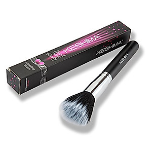Keshima Duo-Fiber Stippling Brush - Premium Stipple Brush for Powder and Liquid Makeup Foundation