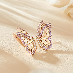 Gold Earrings for Women Trendy, Butterfly Earrings for Women Gold Hoop Earrings Gold Butterfly Earrings Hypoallergenic Stud