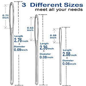 ORRDICE-9 PCS Large-Eye Blunt Needles, Stainless Steel Yarn Knitting Needles, Sewing Needles for Hand Sewing, Crafting Knitting Weaving Stringing Needles, Perfect for Finishing Off Crochet Projects