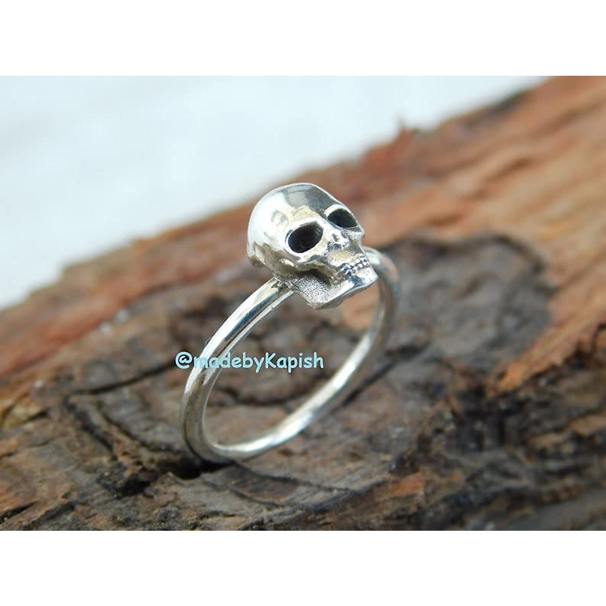 Tiny Silver Skull Ring, Minimalist animal ring, Taxidermy Jewelry, Bone, Wiccan, Goth, Gothic ring, Stackable, Dark Fashion, Sugar, Rustic, Death 925 silver By TEJIKA GLOBAL (12)