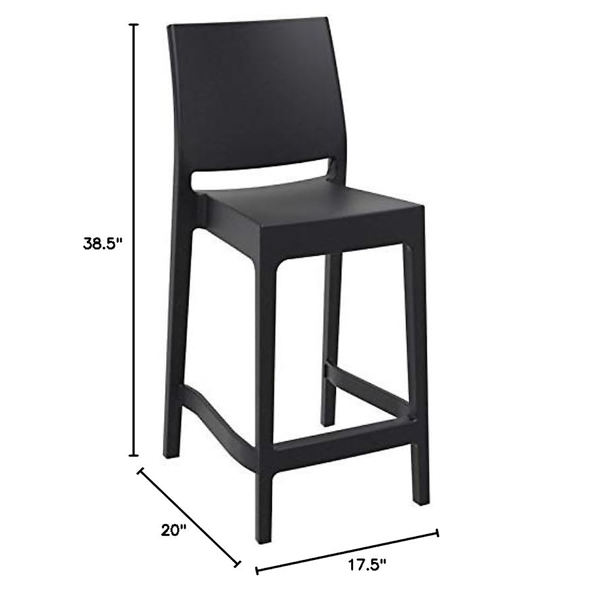 Home Square Resin 25.6" Counter Stool in Black - Set of 2