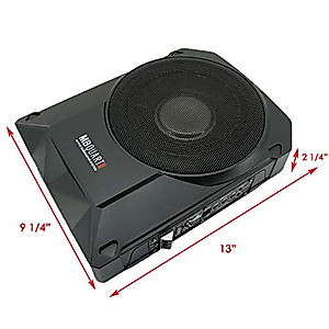 MB Quart RW-108A 600W Reference Series 8" Slim Low Profile Compact Under-Seat 4-Ohm Active Powered Subwoofer Enclosure with Built in Amplifier for Car Boat RV ATV