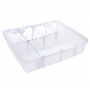 Xiaoyztan 8-Grid Snack Box Container with Removable Dividers Plastic Organizer Box for Candies Snacks Electronics Jewelry Small Parts (7.3in x 4.9in)