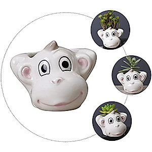 Yardwe Mini Planter 1pc Cartoon Animal Vase Small Planter Pots Succulent Plant Pots Cute Animal Planter Garden Planters Animal Pots Pottery Flower Pots s Modern Ceramics White Clay