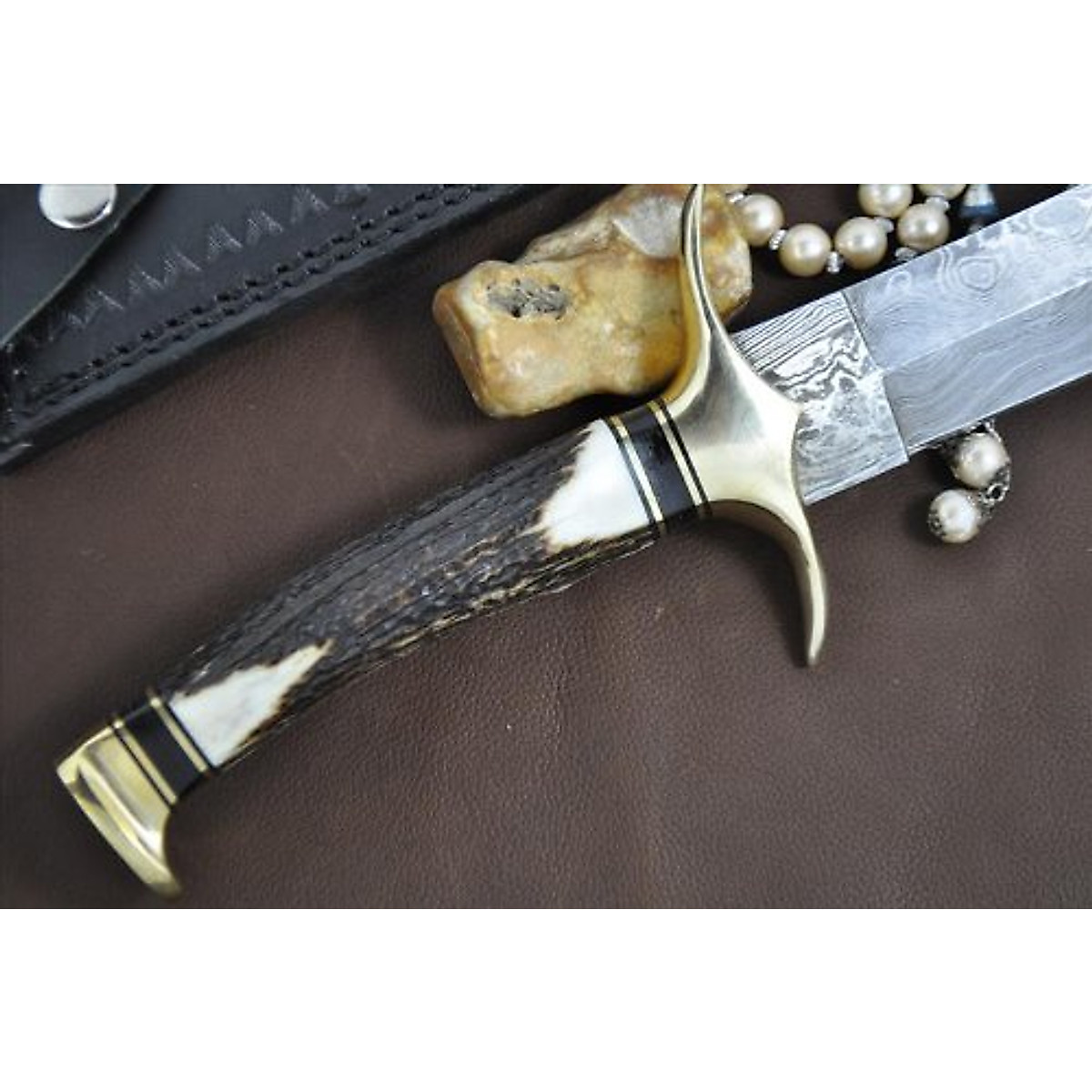 Perkin Handmade Damascus Steel Hunting Knife - Beautifu Hunting Knife with Sheath