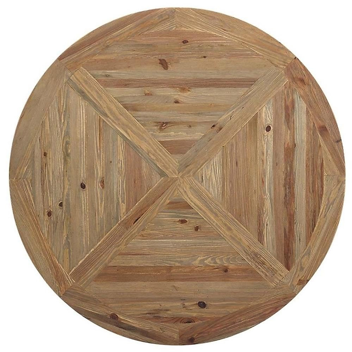 Modway Column 59" Rustic Farmhouse Pine Wood Round Kitchen and Dining Room Table, Brown