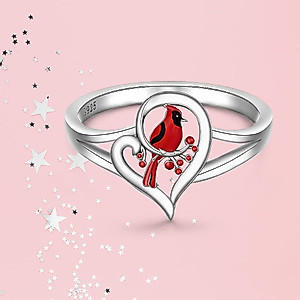 Cardinal Ring for Women Sterling Silver Cardinal Appear When Angels Are Near Cardinal Jewelry Bird Memorial Gifts for Loss of Loved One Size 8