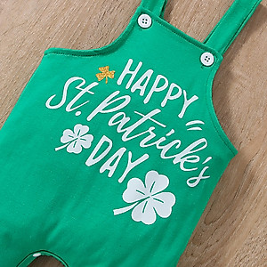 VINUOKER Baby Toddler Boy First St.Patrick's Day Outfit Infant Stripe T-Shirt + St.Patrick's Day Overalls Pant set