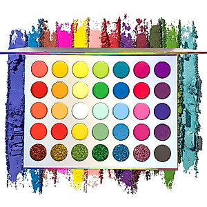 Jutoe Eyeshadow Palette,35 Colors High Pigmented Makeup Palette Matte And Shimmer Glitter Powder Eye Shadow Waterproof Long Lasting Eye Shadow Palette(Style 2)