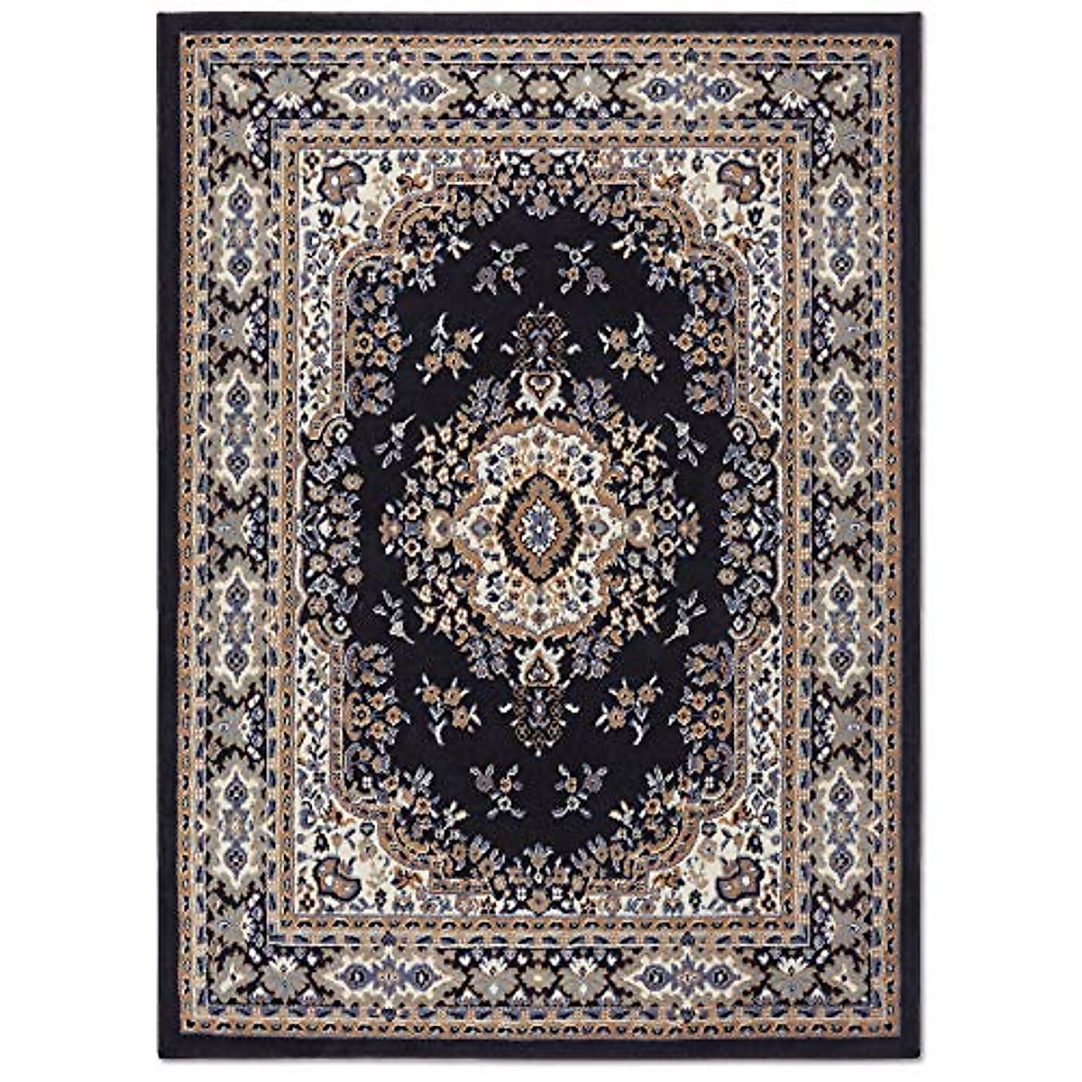 Home Dynamix Premium Sakarya Traditional Medallion Border Area Rug, Navy Blue, 21"x35" Rectangle
