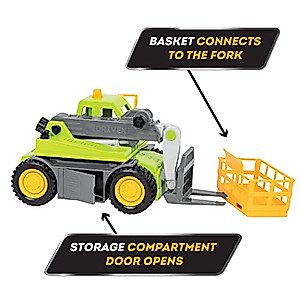 Driven by Battat – Midrange – 17" Telehandler Forklift Toy – Construction Truck Toy with Extandable Crane Arm & More – Lights & Sounds – Car Toy Gift for Boys & Girls Age 3+