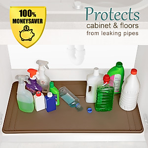 The Original Under Sink Mat - Silicone Waterproof mat, Adjustable, Easy to Clean, Kitchen cabinet liner, Disifenction Surface - 34" x 22" or smaller