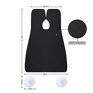 Kingsmile Beard Hair Catcher, Beard Bib Apron for Men, Beard Bib & Beard Apron, Beard Catcher with 2 Suction Cups, Hair Clippings Catcher, Shaving Apron for Shaving & Trimming, Waterproof Black