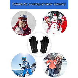 12 Pairs Kids Ski Gloves Winter Gloves Snow Gloves for Kids Waterproof Gloves Kids Warm Children Gloves Bulk (Black, 8-12 Years)