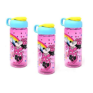 [3-Pack] Disney Minnie Mouse 16.5oz Kids Sullivan Sports Water Bottle, BPA-free, Pink/Blue/Yellow