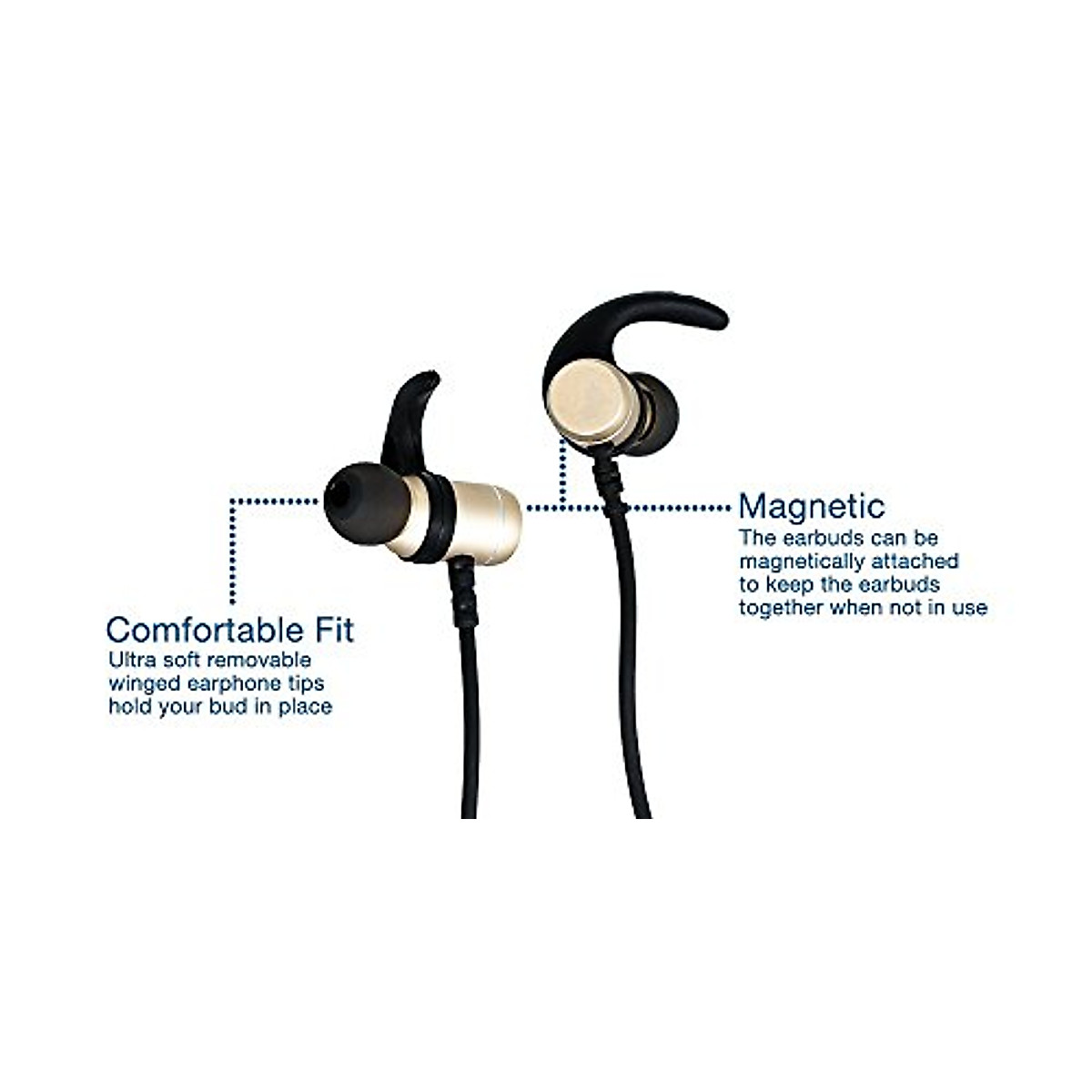 Emerson Wireless In-Ear Bluetooth Earbuds Headphones with Universal Mic and Remote and Magnetic Attraction ER106006