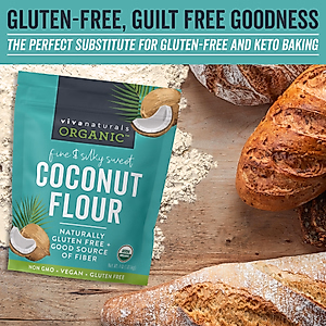 Viva Naturals Organic Coconut Flour (4 lbs) - Gluten Free Flour Substitute for Keto, Paleo and Vegan Baking, Low Fat and Fiber-Rich Coconut Baking Flour, Non-GMO, Unbleached and Unrefined, 1.81 kg
