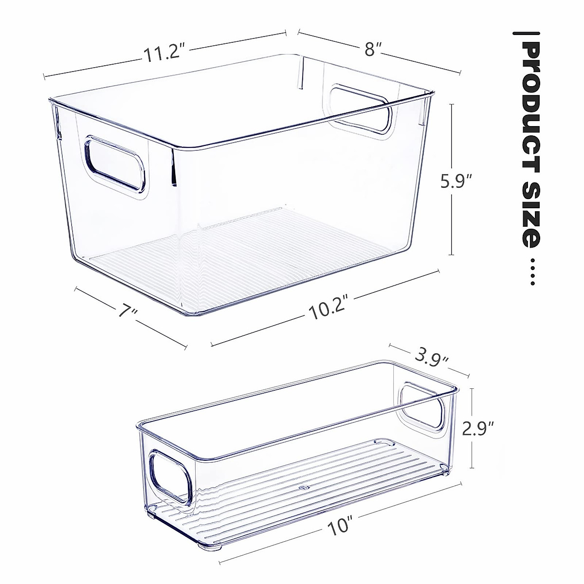 Set of 8 Clear Plastic Storage Bins, 4 Large and 4 Small Stackable Storage Containers for Pantry Organization and Kitchen Storage Bins,Home Edit and Cabinet Organizers