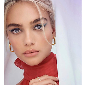 PEARLADA 18K Gold Oval Huggie Hoop Earrings for Women Chunky Tube Leverback Earrings Dainty Minimalist Jewelry Christmas Gift Fashion Rounded Rectangle Endless Hoop Earrings