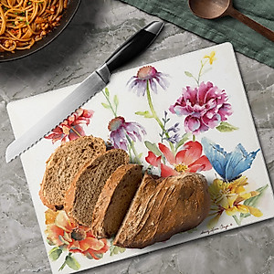 CounterArt Butterfly Meadow 3mm Heat Tolerant Tempered Glass Cutting Board 10” x 8” Manufactured in the USA Dishwasher Safe