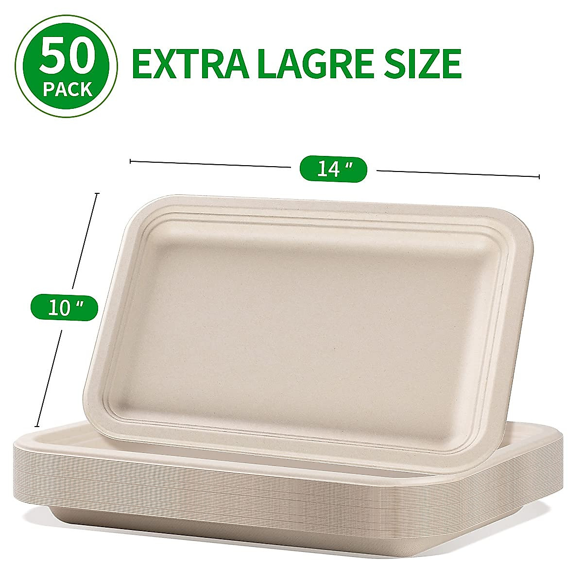 bloomoon 50 Pack 14 Inch Disposable Food Trays Heavy Duty, Large Paper Plates 14 inch Compostable Platters Plates for Crawfish, Crab, Lobster, Seafood Crawfish Boil Party Supplies