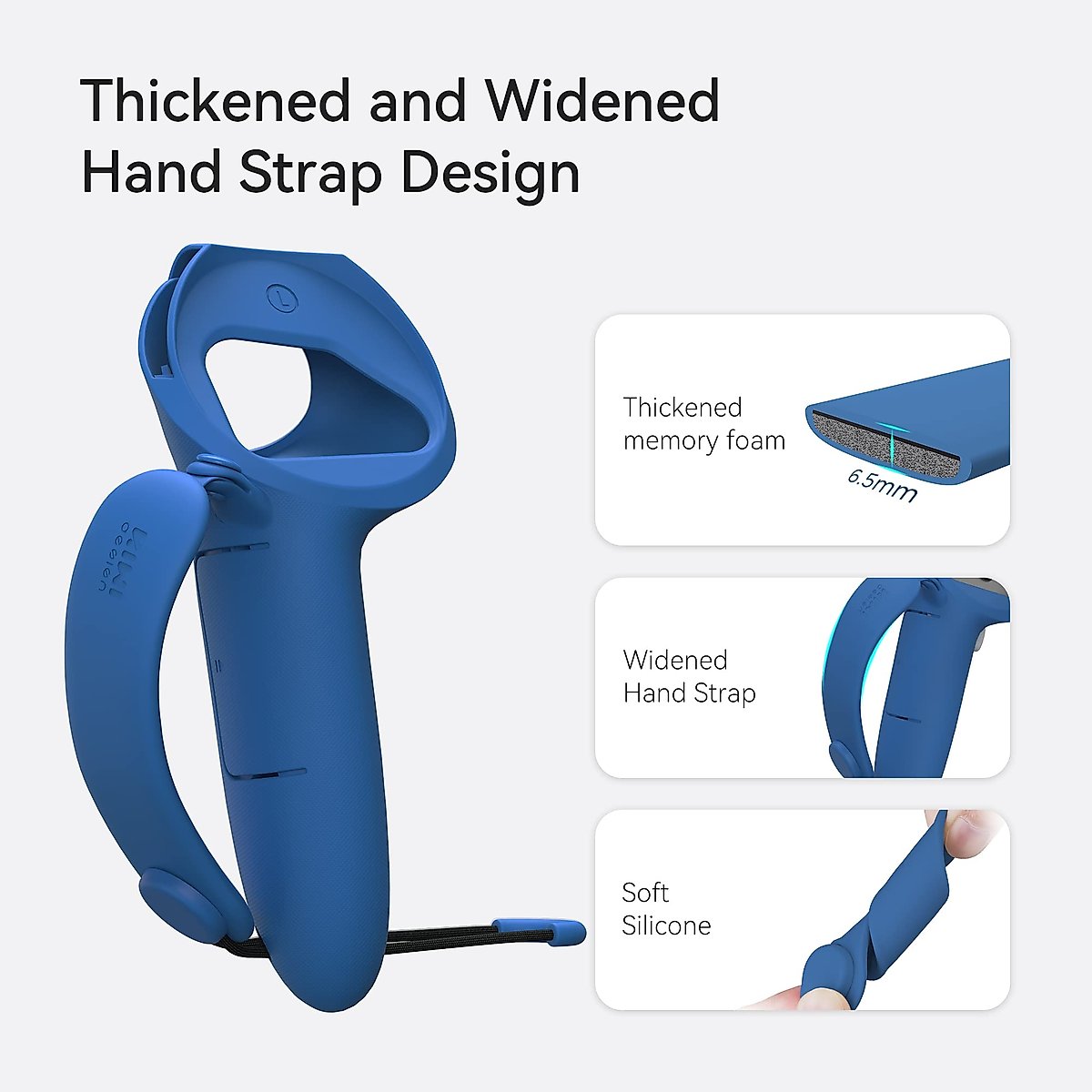 KIWI design Controller Grips Cover with Battery Opening Adjustable with Knuckle Straps, Suitable for Large Hands Compatible with Quest 2 Accessories (Blue)