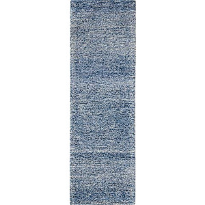 Nourison Weston Solid Aegean Blue 2'3" x 7'6" Area Rug, Easy-Cleaning, Non Shedding, Bed Room, Living Room, Dining Room, Kitchen (2x8)