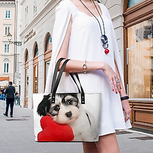Womens Handbag Animal Dog Leather Tote Bag Top Handle Satchel Bags For Lady