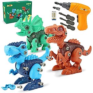 LeonMake Dinosaur Toys for Kids 3-5: Take Apart Dinosaur Toy for 3 4 5 6 7 8 Year Old Boys Girl | STEM Construction Building Dinosaur with Electric Drill | Boys Toys Age 6-8 | Birthday Gifts