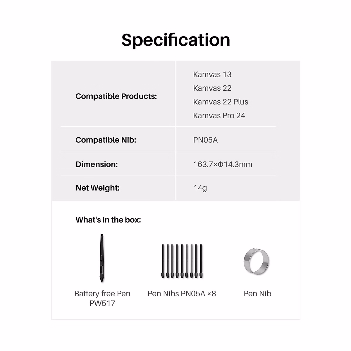 HUION Battery-Free Stylus Digital Pen PW517 for Kamvas 13, Kamvas Pro 24 (4K), Kamvas 22 Plus, Kamvas Pro 13 (2.5K), Kamvas Pro 16 (2.5K), Kamvas 12, Kamvas 16(2021), KD200, G930L